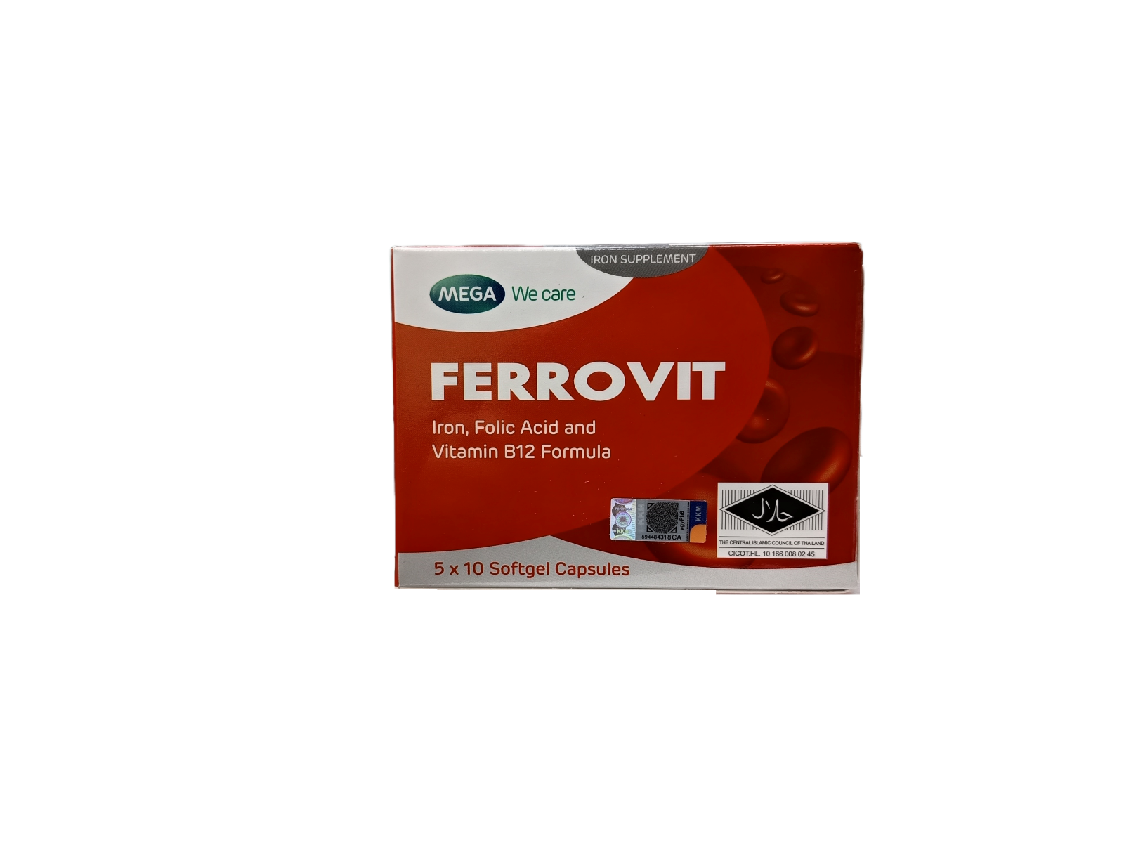 Mega Ferrovit Softgel Capsules 50's - Iron & B12 Supplement – Medibay ...